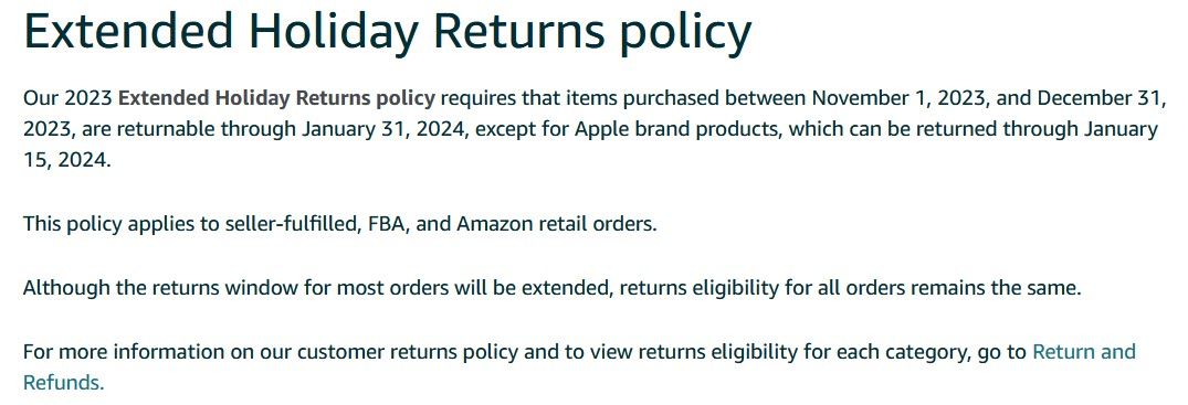 Amazon Extended Holiday Returns Begin November 1 2023 Amazon Extended Holiday Returns Begin November 1 2023