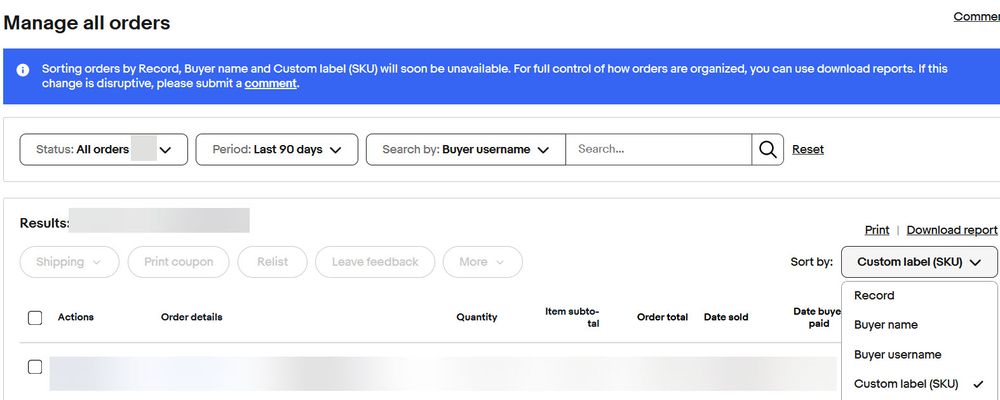 Sellers Appeal To eBay To Keep Sort Orders By Custom Label SKU