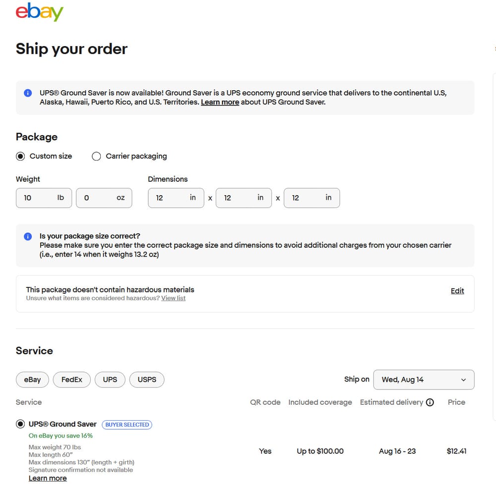 eBay Adds UPS Ground Saver SurePost Shipping Labels For Sellers