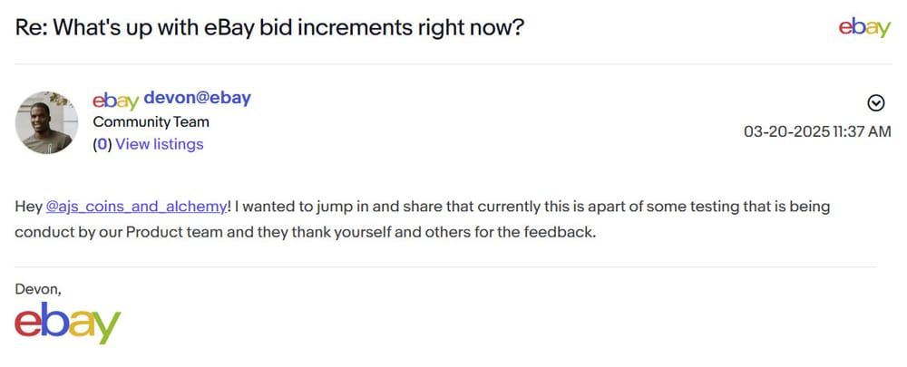 eBay Tests Increasing Auction Bid Increments For Low Priced Items