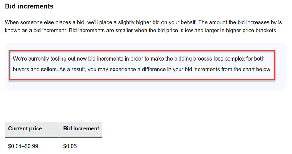 eBay Tests Increasing Auction Bid Increments For Low Priced Items