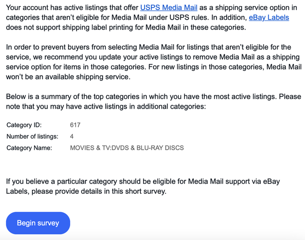 eBay Places Restrictions on USPS Media Mail