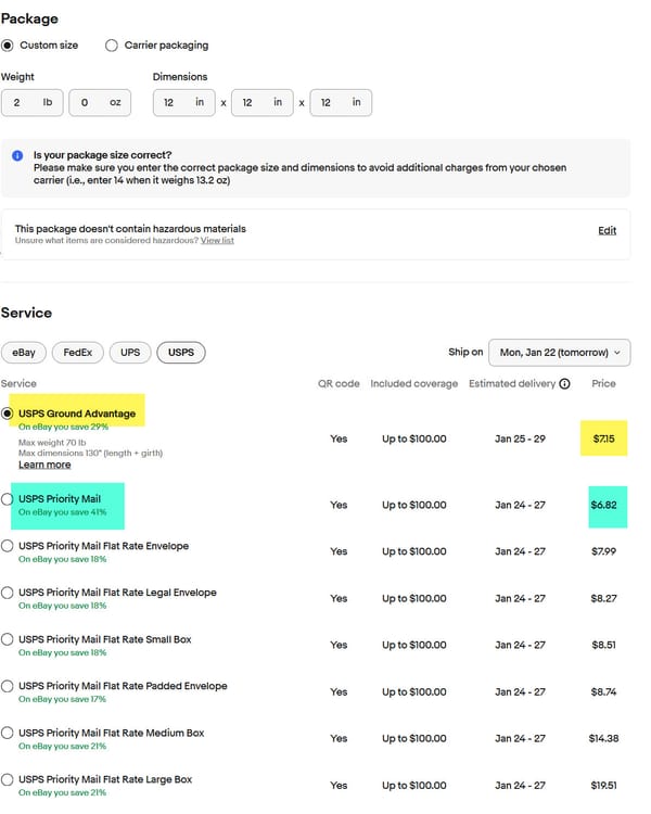 eBay Will Finally Support USPS Cubic Rates With January 21 Postage Update