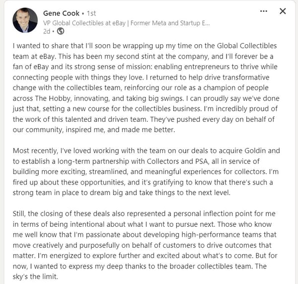 eBay VP Collectibles Gene Cook Exits, Leaving Leadership Up In The Air ...