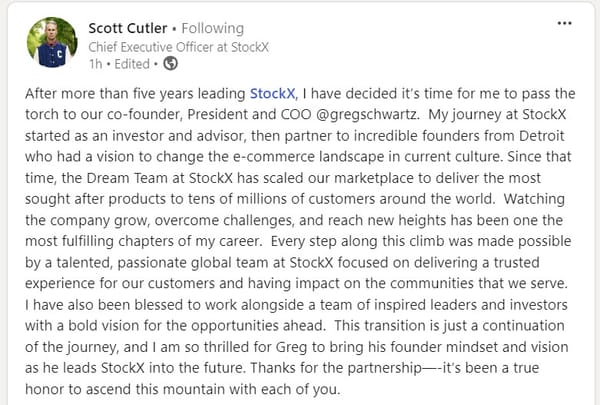 Scott Cutler Steps Down As CEO Of StockX, Co-Founder Greg Schwartz To ...