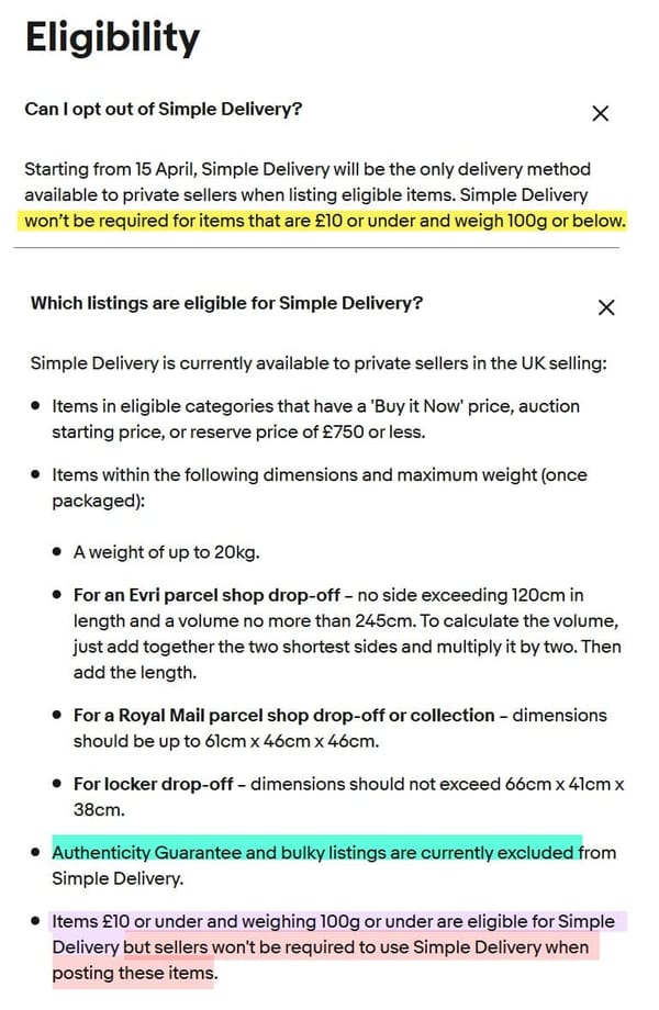 eBay UK Simple Delivery Update: Custom Postage Still Allowed For Items ...